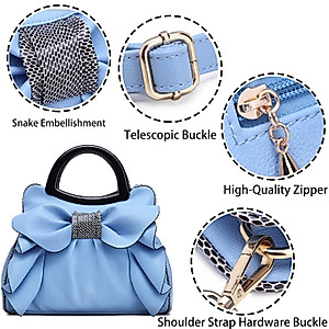 Women Leather Waterproof Bow Knot Top Handle Shoulder with Zipper Bags,Fashion Casual daily use Tote Bag (Red)
