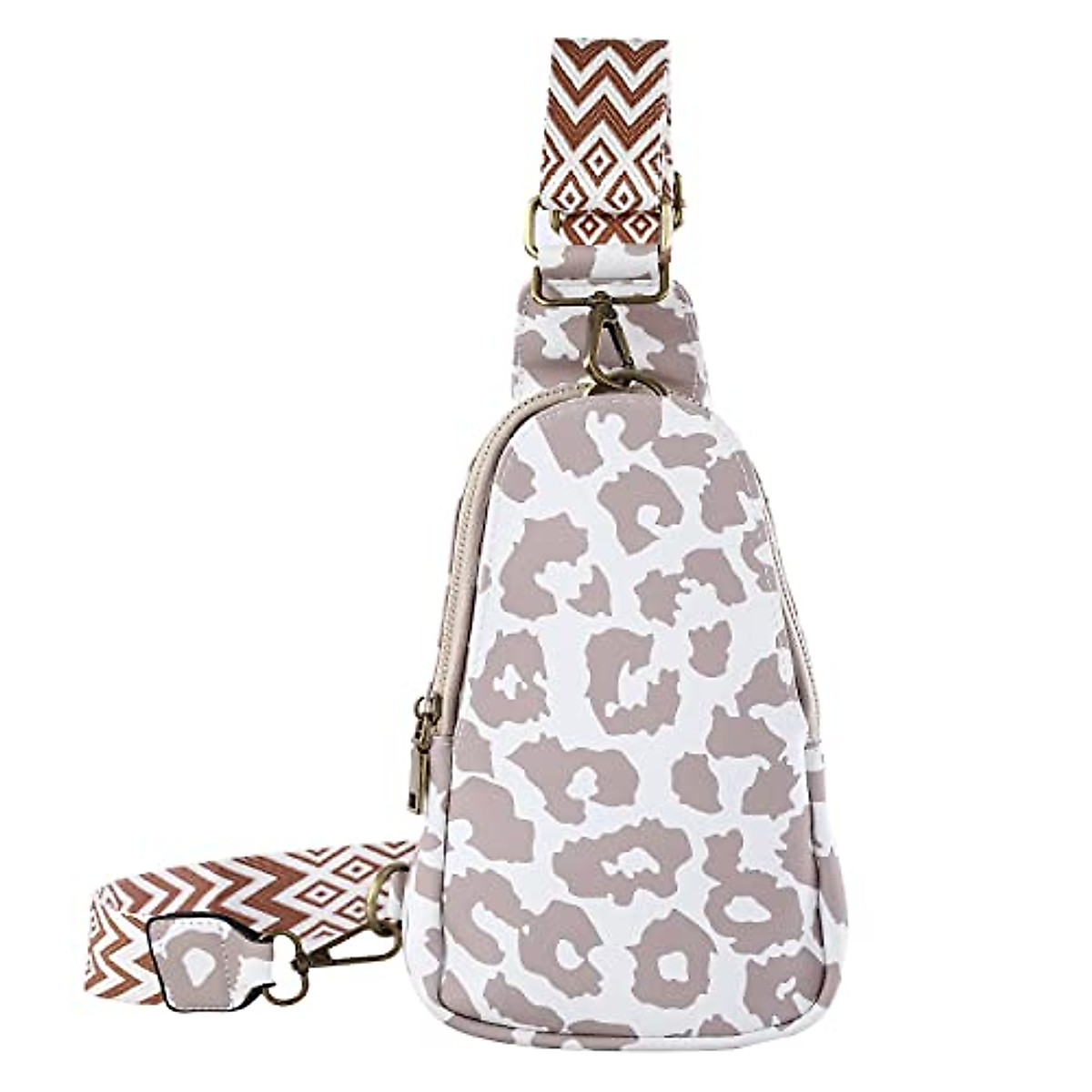 Mzjeaziany Sling Bag for Women Leopard Print Chest Bag Small Crossbody Bag PU Leather Satchel Daypack Shoulder Backpack for Traveling Hiking