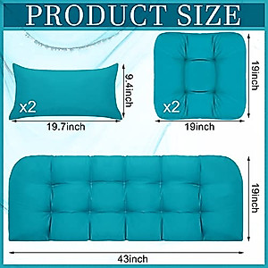 Maitys 5 Pieces Waterproof Outdoor Cushions Couch Cushion Set Wicker Chair Cushions Group Loveseat Cushions Lumbar Pillows for Patio Backyard Porch Garden Furniture (Peacock Blue)