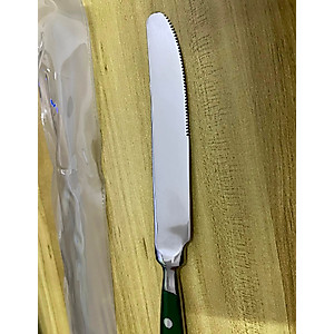 Green Silverware Set for 12 Durable 18/10 Stainless Steel Flatware sets Cutlery Utensi Sets Flatware Wedding Mirror Polished Classical Retro Steak Tableware Spoon Fork Knife set 60pcs