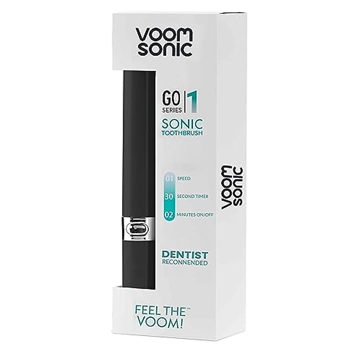 Voom Sonic Go 1 Series Travel Electric Toothbrush | Travel Toothbrushes - Battery Operated Toothbrush for Adults & Kids, Dentist Recommended Toothbrush, Portable w/ 2 Minute Timer (Black)