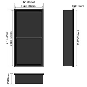Greenspring Shower Niche 24" X 12" for Shower Wall|Stainless Steel Shower Niche Matte Black|No Tile Needed Wall Niche for Bathroom Storage