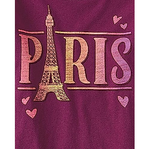 The Children's Place Girls Assorted Everyday Long Sleeve Graphic T-Shirts,Multipacks New York City/Paris 2-Pack Large