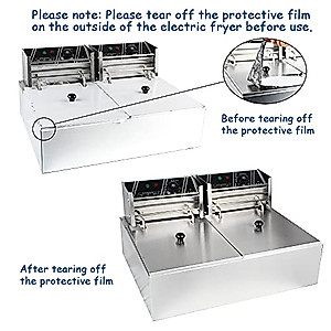 Deep Fryer with Basket, Fry Daddy, Fryers with Baskets, Countertop Stainless Steel, French Fries Fryer, for Commercial Restaurant, Fast Food Restaurant (12L)