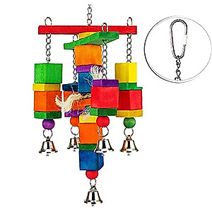 Keersi Wood Block Chew Toy for Bird Parrot Macaw African Greys Cockatoo Eclectus Amazon Parakeet Cockatiel Conure Budgie Finch Lovebirds Cage Swing