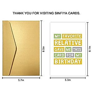 Humorous Birthday Card for Cousin Nephew Niece, Funny Happy Birthday Card, Bday Greeting Card for Uncle Aunt Sister Brother, Favorite Relative