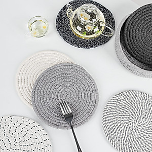 8" Trivets for Hot Dishes, Hot pots and Pans,6 Heat Resistant Hot Pads and Storage Basket 1 Pack,Pot Holders for Kitchen, Hot Plate Mats for Kitchen Countertops, Table, Home Essentials, Farmhouse Deco