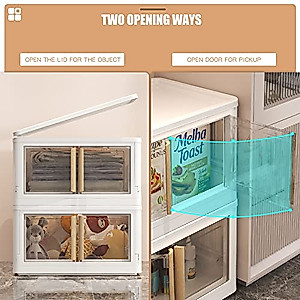 Nafenai Storage bins with Lids - Collapsible storage bins,3 Packs Storage bins with wheels,Double Door stackable storage bins Closet Organizers and Storage,78 Quart Storage Boxs for Home,Office