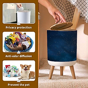 PHAIBHKERP Trash Can with Lid Night Sky Stars Garbage Can Round Waste Bin Press Cover Dog Proof Wastebasket for Kitchen Bathroom Living Room Nursery 1.8gal, ljt