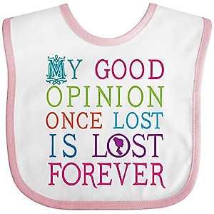 inktastic Jane Austen Good Opinion Quote Gift Baby Bib White and Pink 2cfc1