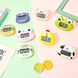 8 Pieces Cute Animal Kitchen Timer Cartoon Digital Kitchen Timer Countdown Timer Decorative Magnetic Timer Visual Cute Cooking Timer with on and Off Switches for Kitchen Classroom, 8 Styles