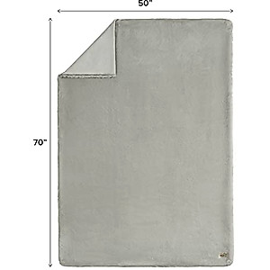 UGG 16800 Euphoria Plush Faux Fur Reversible Throw Blanket for Couch or Bed Luxury Hotel Style Blankets Machine Washable Easy Care Soft Throw Blanket for Bed or Living Room, 70 x 50-inch, Seal