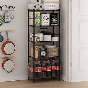 Furinno Wayar 5-Tier Metal Storage Shelf Rack, 24 x 14 x 60, Black