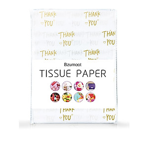 Bzumoot Gift Wrap Tissue Paper for Gift Bags 50 Sheets Thank You 20 * 28 Inches Tissue Paper Wrapping Large White Gold Bulk DIY Tissue Paper for Graduation Birthday Thanksgiving (Thank You Love)
