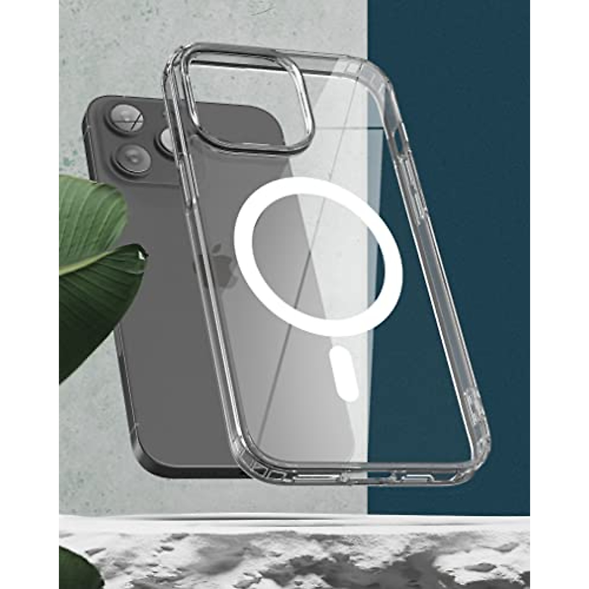 Encased Magnetic Case Designed for iPhone 14 Pro Max Case with Belt Clip Holster, Compatible with MagSafe (Crystal Clear)