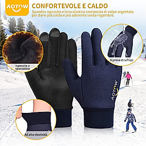 Kids Winter Warm Cycling Gloves - Boys Girls Touch Screen Anti-Slip Running Gloves Cold Weather Windproof Waterproof Children Thermal Fleece Mittens for Football Ski Bike Snow Aged 10-12