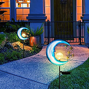 Solar Outdoor Lights Garden Decor - Waterproof Moon Decor Solar Powered Patio Decor Pathway Landscape, Garden Stakes Decorative Solar Lights