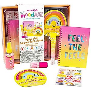 Just My Style MoodJoy Happi Birdi Happiness Beauty Set by Horizon Group USA, Mood-Boosting Wellness Kit, Self-Care Kit, Mindfulness Journal, Facial Sheet Mask, Body Mist Spray, Clean Beauty Products