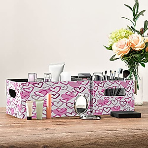 Kcldeci Valentine Pink Hearts Storage Bins 2-Pack Foldable Storage Baskets for Organizing Closet Large Storage Box Sturdy Organizer Bins