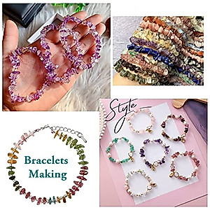 Topwon Gemstone Beads for Jewelry Making Kit 750 Pcs Natural Crystal Irregular Chips Stone Beads DIY Necklace Bracelet Making Gift Set