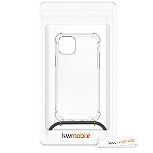 kwmobile Crossbody Case Compatible with Apple iPhone 11 Pro Case - Clear TPU Phone Cover w/Lanyard Cord Strap - Transparent/Black