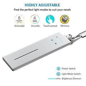 BYB Metal LED Desk Lamp, Architect Swing Arm Lamp with Clamp, Eye-Care Drafting Task Lamp with 4 Color 6 Brightnss, Touch Control, Memory Function for Home Office, Monitor Studio Reading (Silver)