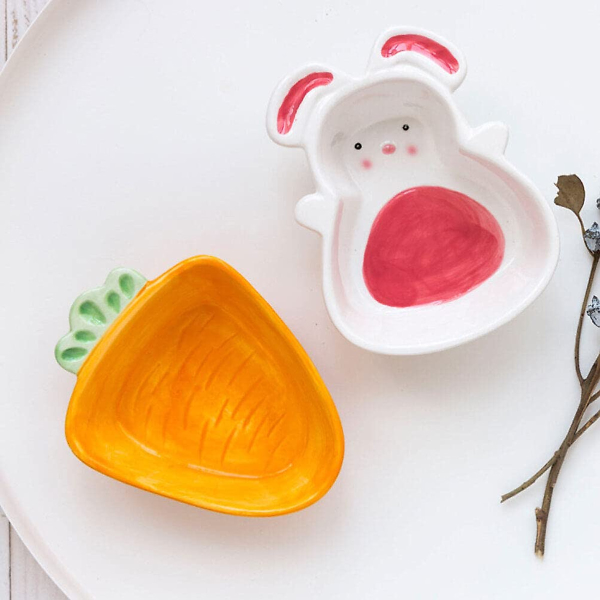 SHERCHPRY Carrot Shaped Ceramic Serving Dish Cute Cartoon Ceramic Bowls Rice Bowls Salad Bowls Soup Bowls Saucer Candy Nut Dish Easter Decorations
