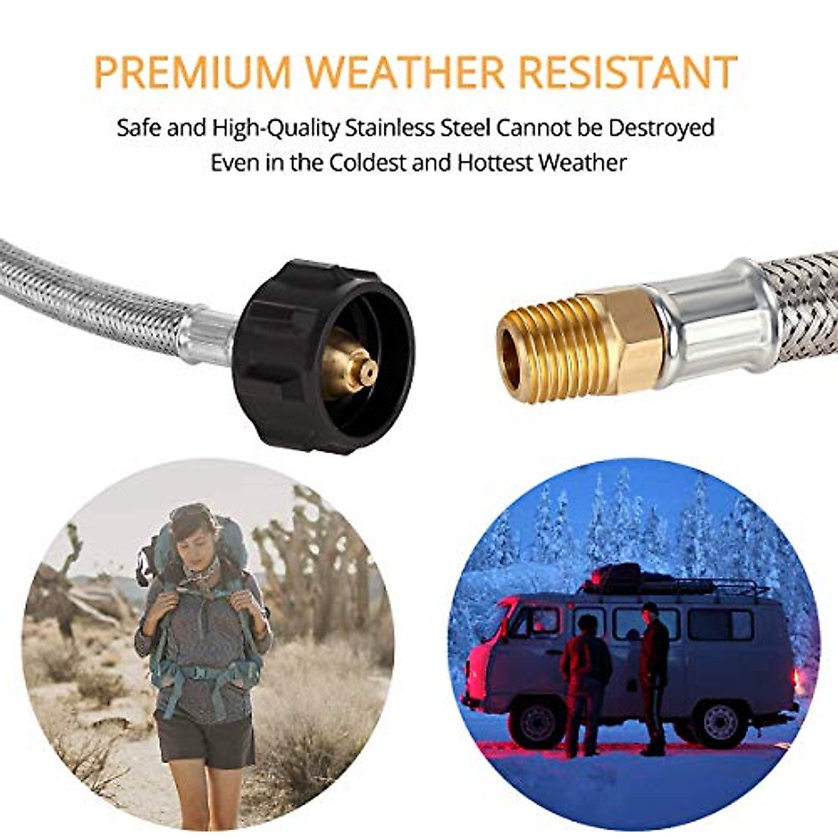 GASLAND 12 Inch Stainless Braided RV Propane Pigtail Hose for Camper, 1/4" NPT RV Propane Hose for 2-Stage Regulator, 1/4" Inverted Male NPT & QCC1 Propane Tank Hose for RV Propane Regulator, 2 Pack