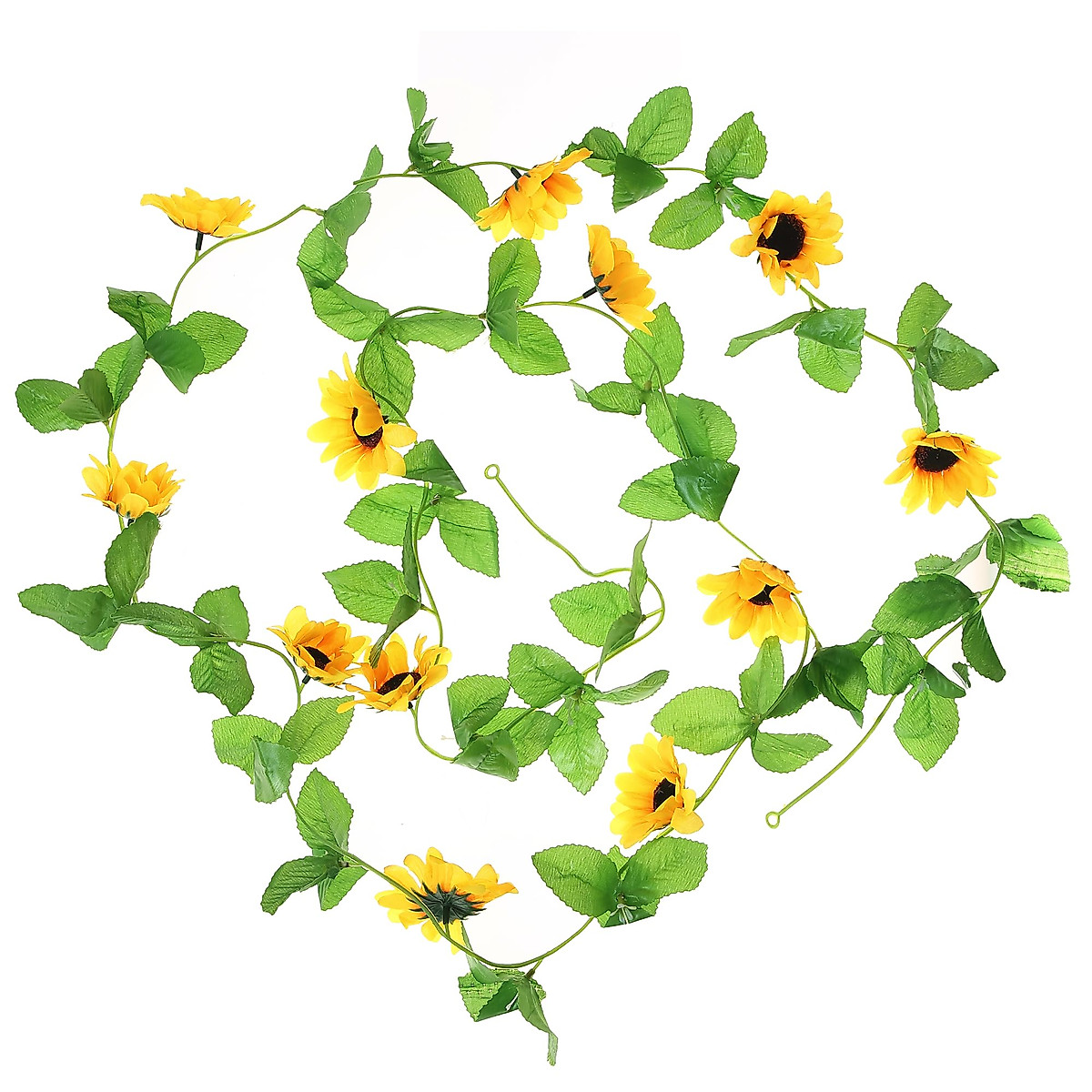 UUPP 2Pcs 7.8FT Artificial Sunflowers Garland Silk Fake Flower Ivy Vines Sunflower Decor for Home Garden Wedding Party Arch