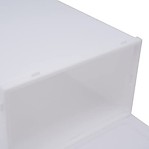 XUANIIIL 12/24 Pack Stackable Shoe Box Set, Plastic Clear Medium/Large Size Foldable Shoe Storage Boxes Home Organizer for Closet Shoe Holder Rack Containers with Lids (White, Standard Size, 20pcs)