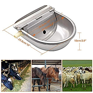 NC Automatic Horse Waterer Trough Stainless Steel Water Bowl for Horses Dogs Livestock Cattle Pig Goat Pet Automatic Waterer with Float Valve