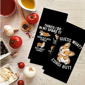 Cute Corgi Kitchen Towels And Dishcloths Set Of 4,Just A Girl Who Loves Corgis Decorative Dish Towels Hand Towels Tea Towels,Corgi Gift for Corgi Lovers,Housewarming Gifts,Dog Lovers Dog Mom Gifts,