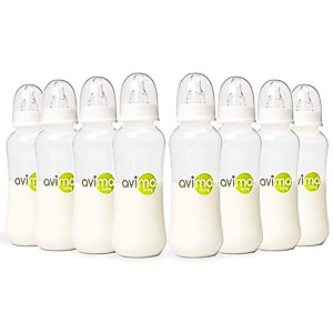 Avima 10 oz Anti Colic Baby Bottles, BPA Free, Standard Neck with Medium Flow Nipples (Set of 8)