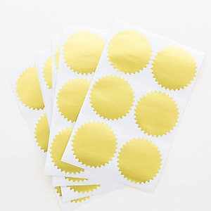 BAZIC Gold Foil Seal Label Round 2", for Envelope Certificate Notary Business Boutiques Shop Wrapping Packaging Bags Products Bottles (42/Pack), 24-Pack