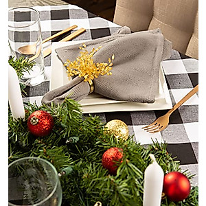 DII Buffalo Check Collection, Classic Farmhouse Tablecloth, Tablecloth, 70" Round, Black & White