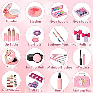 Kids Makeup Kit for Girl, Washable Makeup Set for Girls, Real Makeup for Kids, Girl Toys Princess Children Play Makeup Kit with Cosmetic Case Birthday for 4 5 6 7 8 Years Old Girls