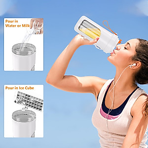 YIKHOM 12oz Portable Smoothie Blender, 10 Blades, 50W Motor, 1600mAh Battery, 3 Drinking Modes, 360 Omni-Directional Crushing, BPA-Free ABS+PCTG Material