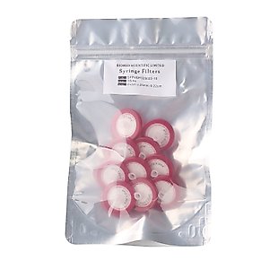 Biomed Scientific Syringe Filters PVDF (Polyvinylidene Fluoride) 25 mm Diameter 0.22 um Pore Size Non Sterile Pack of 10 pcs