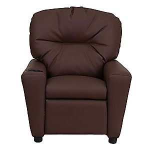 Flash Furniture Contemporary Brown LeatherSoft Kids Recliner with Cup Holder