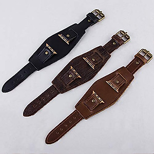 VIKOROS Cuff Bracelet Compatible with Apple Watch Band Ultra iWatch Series 8 7 6 5 4 3 2 1 SE 49MM 45MM 44MM 42MM 38MM 40MM 41MM, Men's Vintage Western Dressy Designer Leather Strap