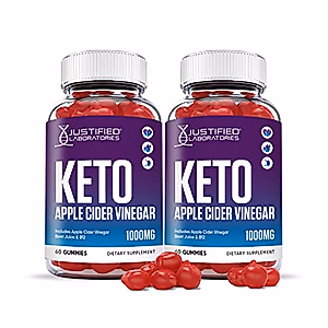 Justified Laboratories (2 Pack) Keto Apple Cider Vinegar Gummies 1000MG ACV Made from The Mother with Pomegranate Juice Beet Root B12 120 Gummys