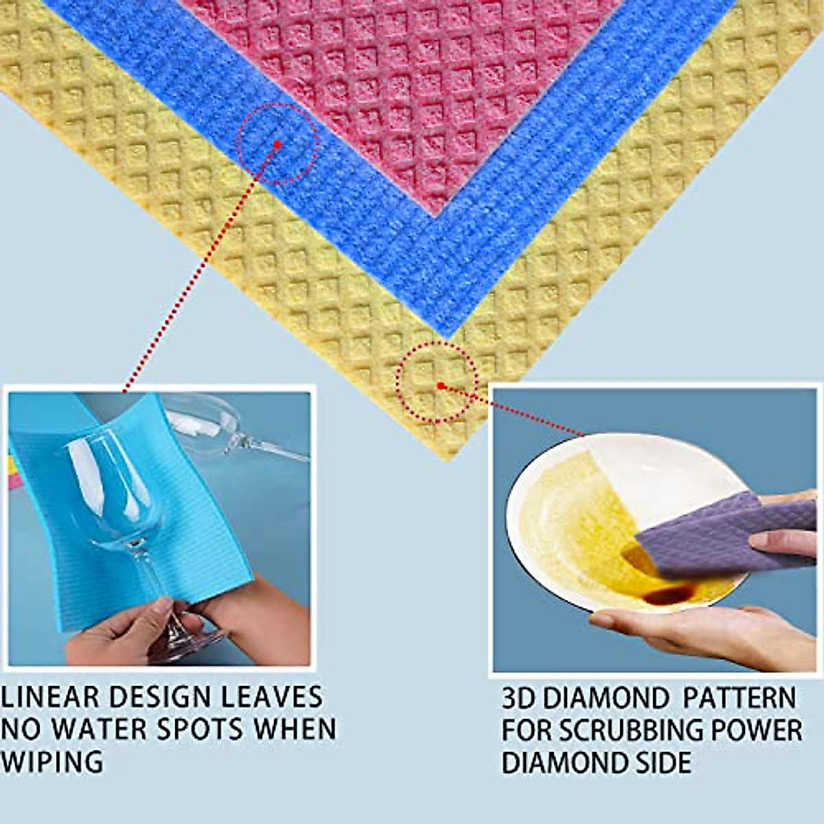 Swedish Dishcloths for Kitchen - Sponge Dish Cloth Environmentally Friendly, Natural Cellulose Sponge Cloth - Kitchen Cleaning Cloths - Reusable Paper Towel Replacement 10 Pack