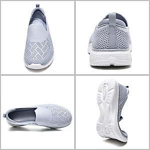 Zuwoigo Women Casual Slip-on Walking Running Shoes - Breathable Workout Gym Work Sneaker 7 B(M) US Light Gray
