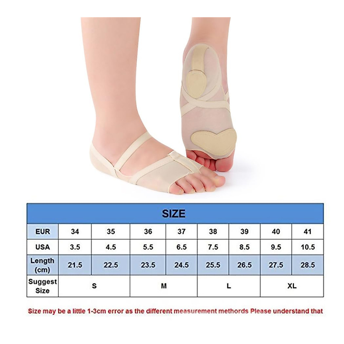 Dance Foot Thongs, Anti-Slip Ballet Dance Pointe Shoe Socks Protector Cushion, Professional Thong Toe Paws Grip Shoes Pads, Women Lyrical Shoes, Relief foot Pain for Yoga Ballet Pilates (XL, Skin)