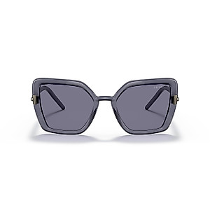 Prada PR 09WS 06M420 Crystal Bluette Plastic Butterfly Sunglasses Blue Solid Color Lens