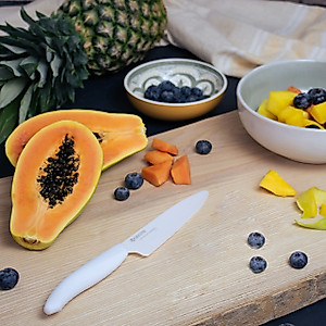 Kyocera Advanced Ceramic Revolution Series 4.5-inch Utility Knife, White Handle, White Blade