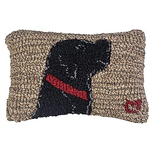 Chandler 4 Corners Artist-Designed Black Lab Begging Hand-Hooked Wool Decorative Petite Throw Pillow (8” x 12”)