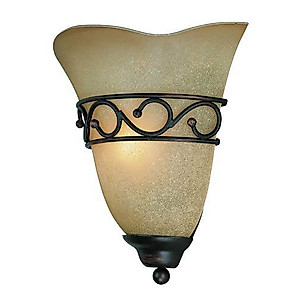 Lite Source LS-16885 Rosina Wall Sconce Lite with Light Amber Glass Shade, Bronze Finish