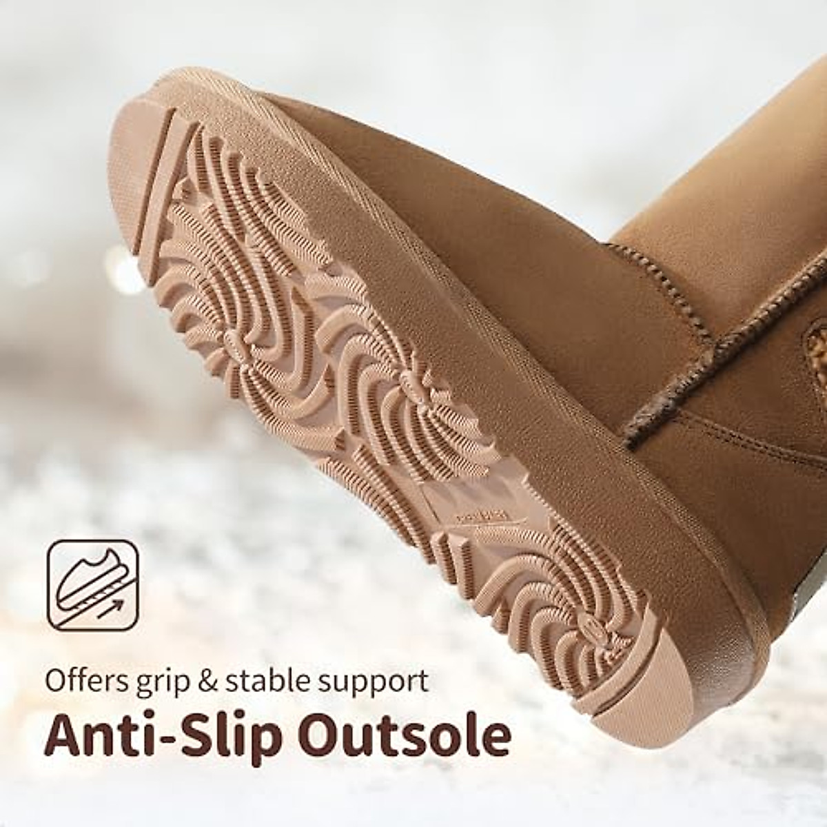 DREAM PAIRS Girls Boys Winter Boots Faux Fur Lined Mid Calf Kids Snow Tall Shoes for Little Kid/Big Kid,Size 11 Little Kid,Chesnut,Sweaty-Buckle-K