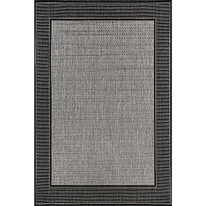 nuLOOM Gris Bordered 3x5 Indoor/Outdoor Accent Rug for Living Room Patio Deck Front Porch Entryway Kitchen, Grey/Black